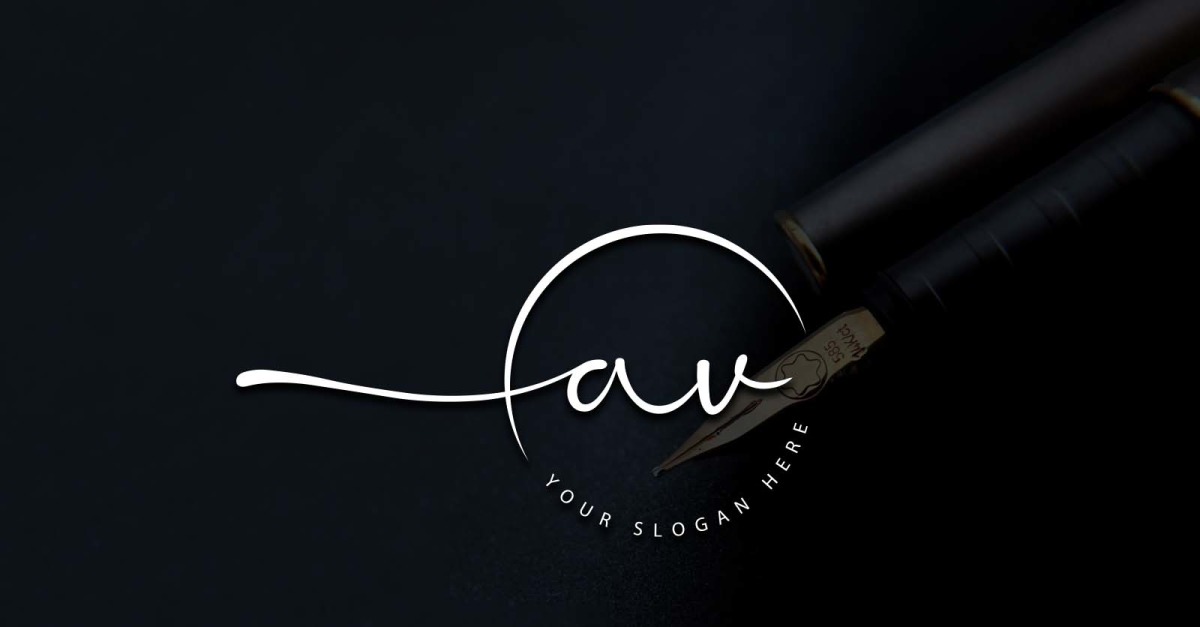 Calligraphy Studio Style AV Letter Logo Design