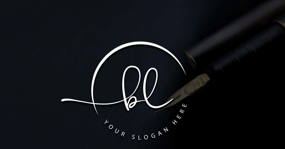 Calligraphy Studio Style BL Letter Logo Design
