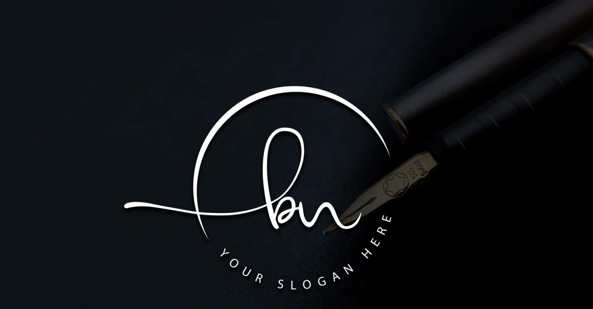 Calligraphy Studio Style BN Letter Logo Design