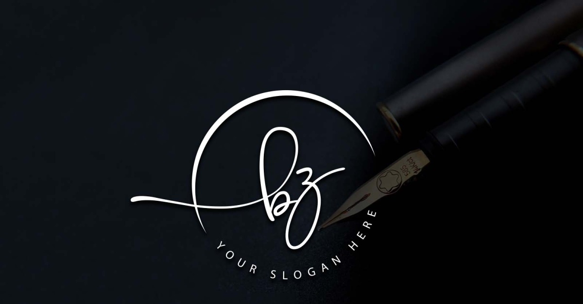 Calligraphy Studio Style BZ Letter Logo Design
