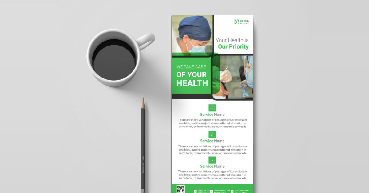Creative and modern medical healthcare rack card template