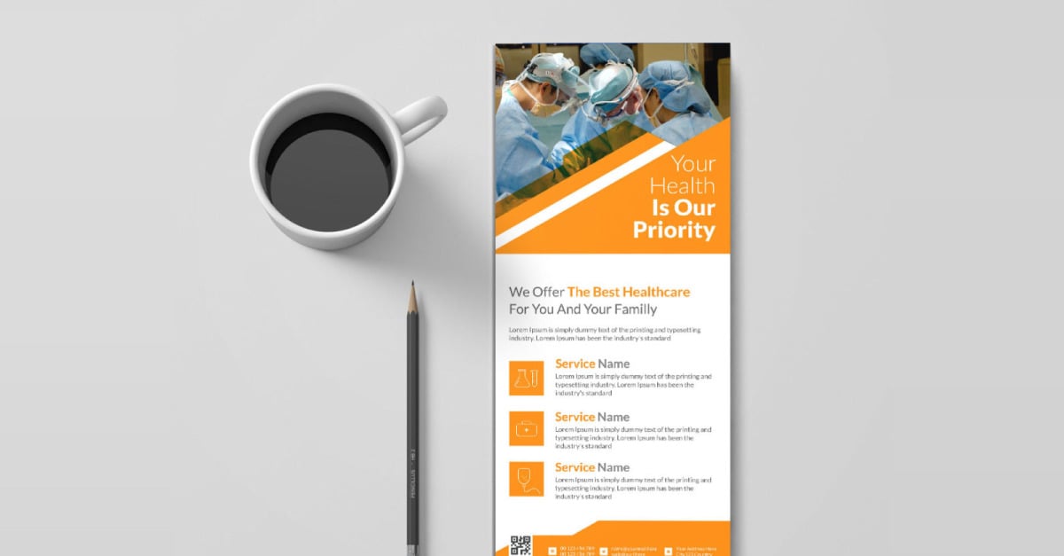 Hand drawn medical rack card template design