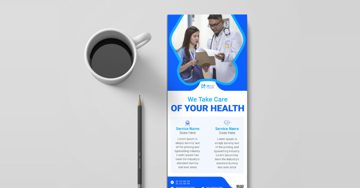 Medical healthcare multipurpose rack card template design