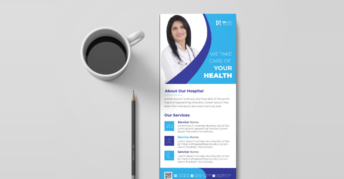 Modern medical healthcare rack card template