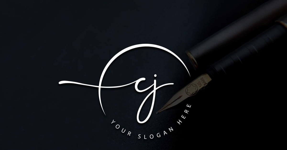Calligraphy Studio Style CJ Letter Logo Design