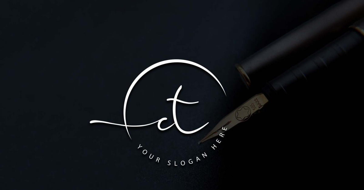 Calligraphy Studio Style CT Letter Logo Design