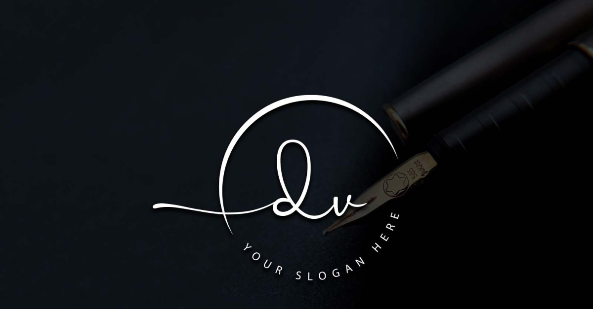 Calligraphy Studio Style DV Letter Logo Design