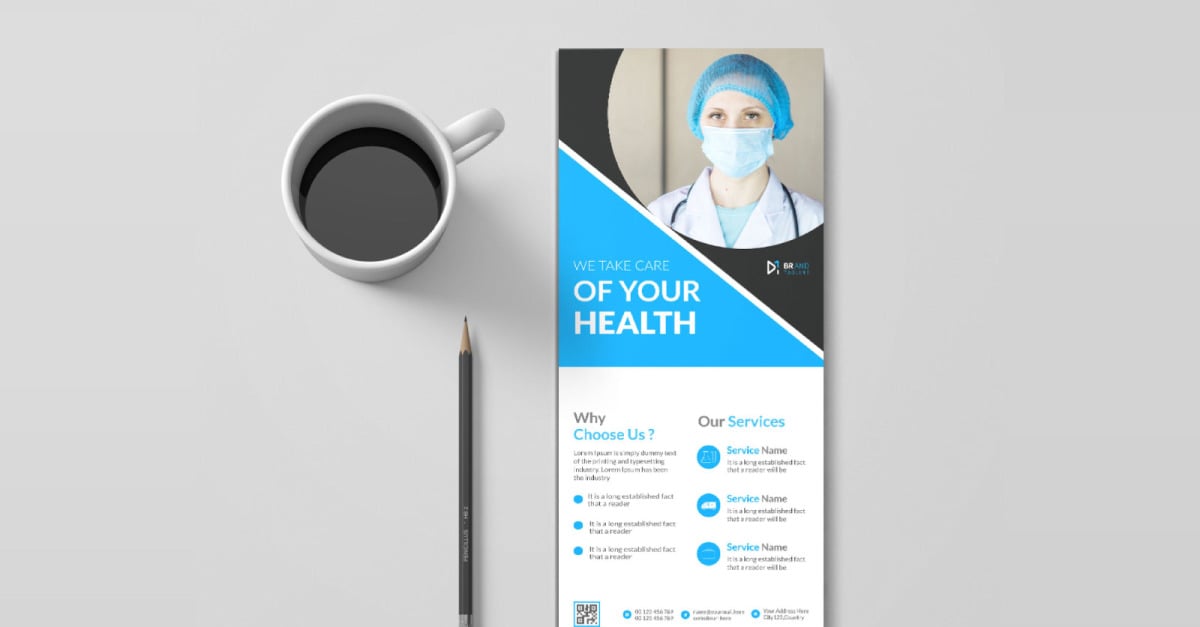Clean and modern medical healthcare rack card template design