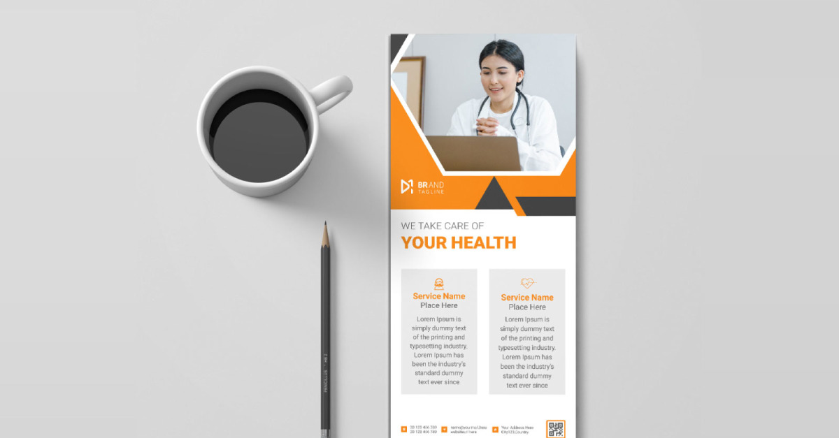 Creative and modern medical healthcare rack card design template