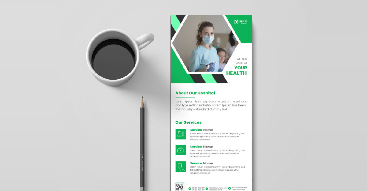 Creative and modern medical healthcare rack card design