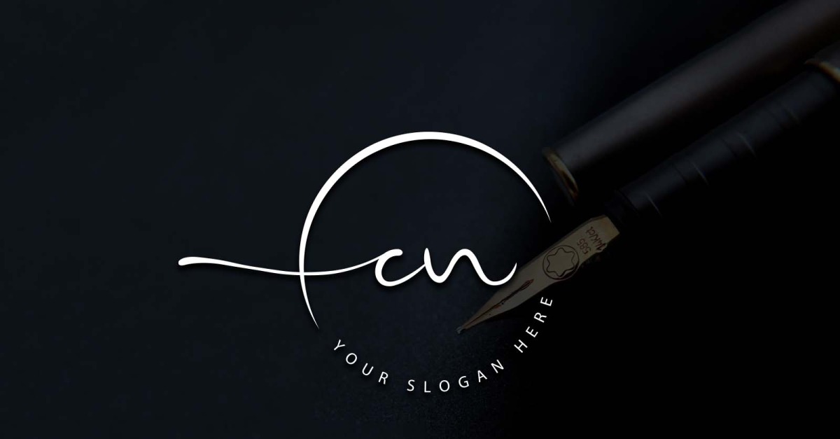 Diseño de logotipo de letra CN estilo estudio de caligrafía