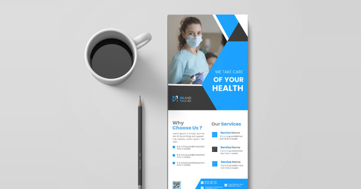 Modern medical healthcare rack card design template