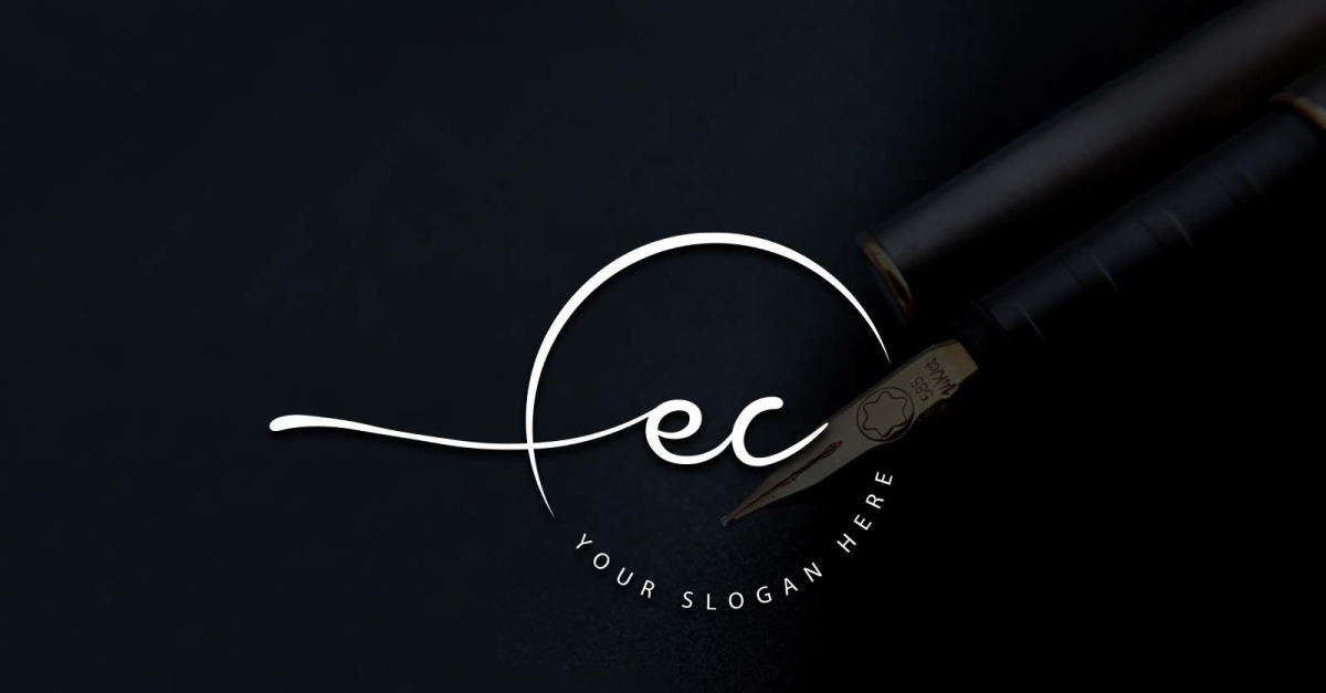 Calligraphy Studio Style EC Letter Logo Design