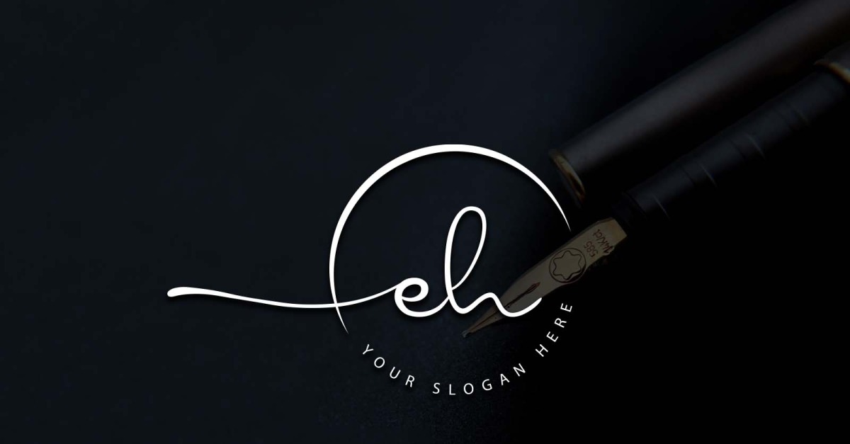 Calligraphy Studio Style EH Letter Logo Design