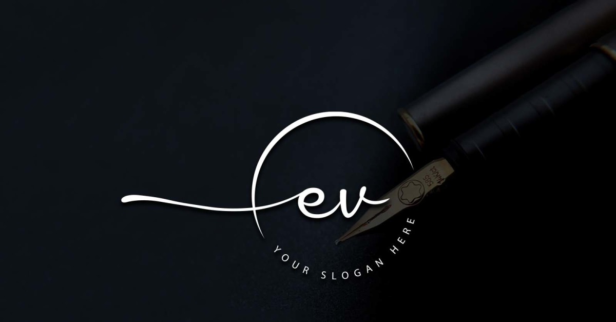 Calligraphy Studio Style EV Letter Logo Design
