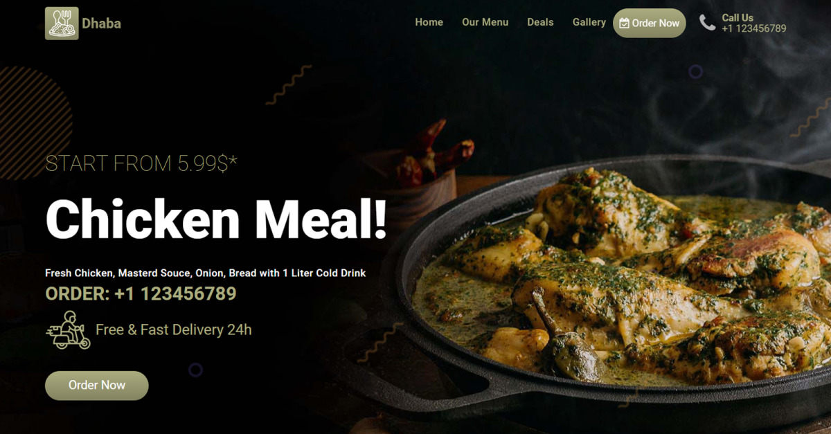 Dhaba - Indian Restaurant Responsive Landing Page Template