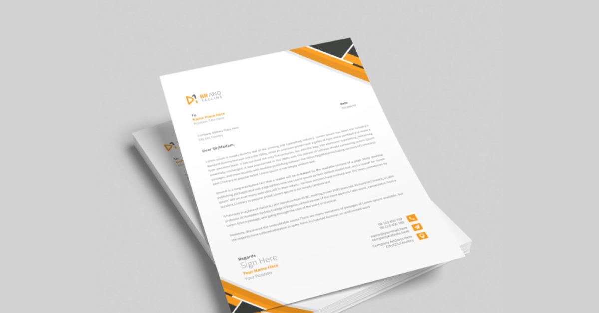 Diseño de membrete empresarial minimalista y creativo.