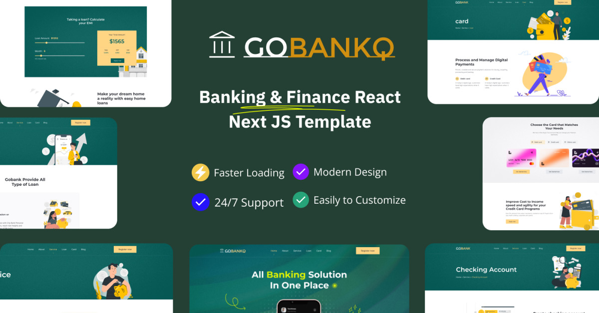 Gobank – Banking & Finance React Next JS Taiwind CSS-Vorlage