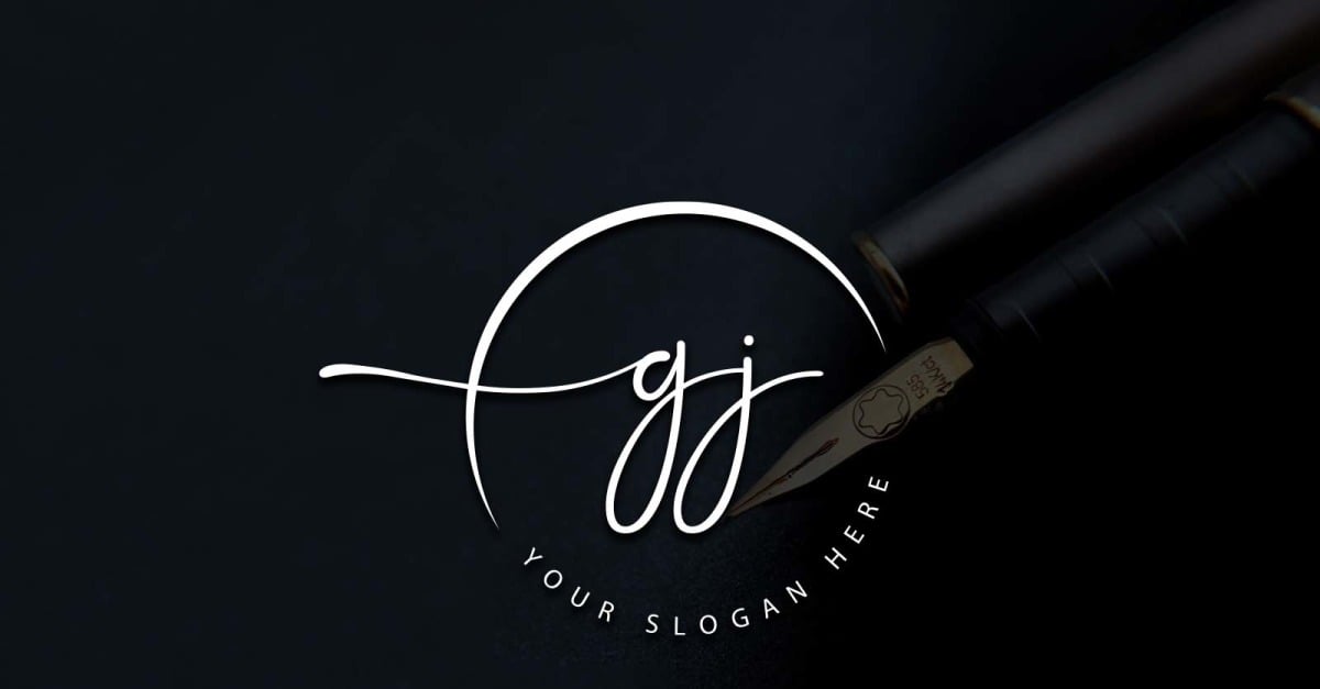 Calligraphy Studio Style GJ Letter Logo Design