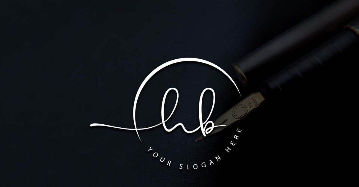 Calligraphy Studio Style HB Letter Logo Design