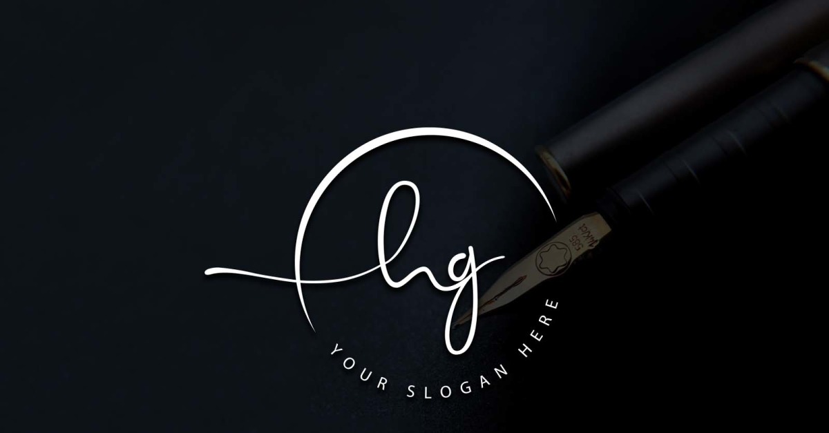 Calligraphy Studio Style HG Letter Logo Design