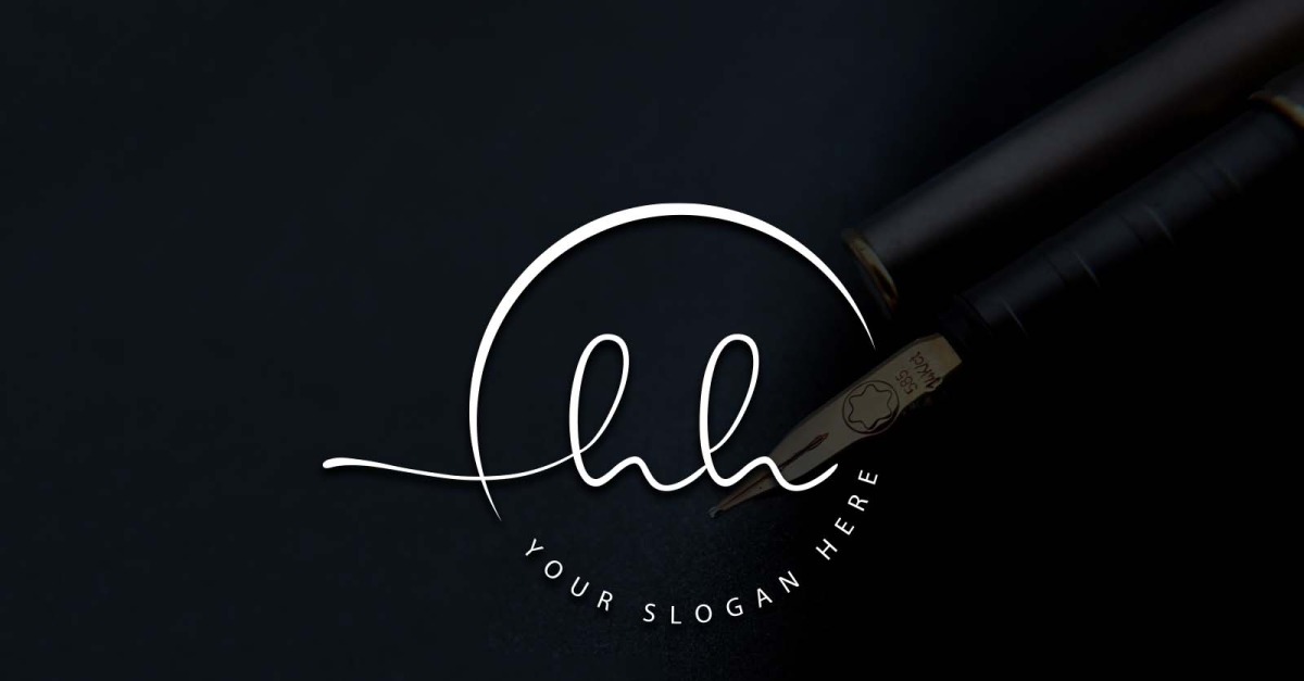 Calligraphy Studio Style HH Letter Logo Design