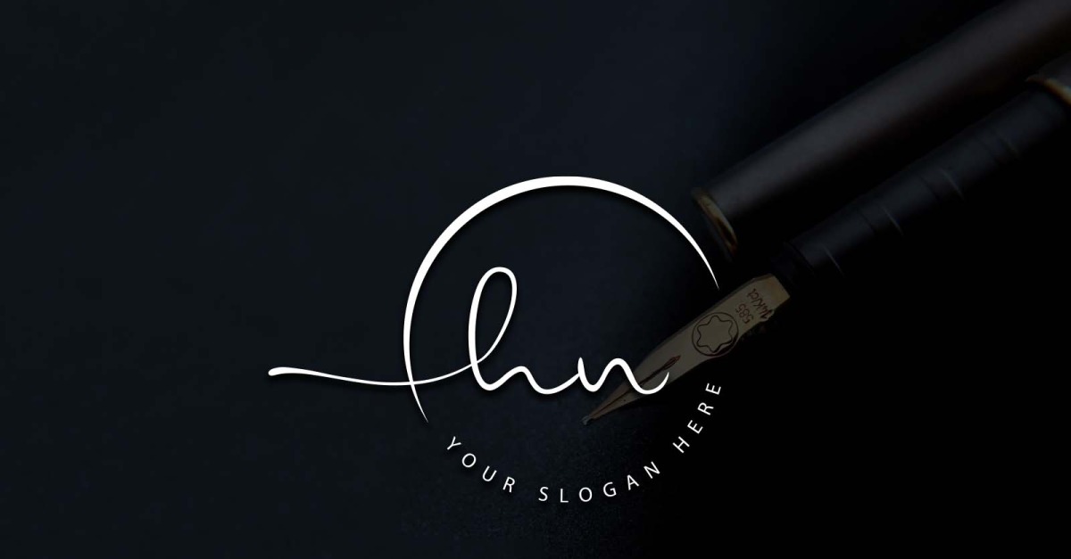 Calligraphy Studio Style HN Letter Logo Design