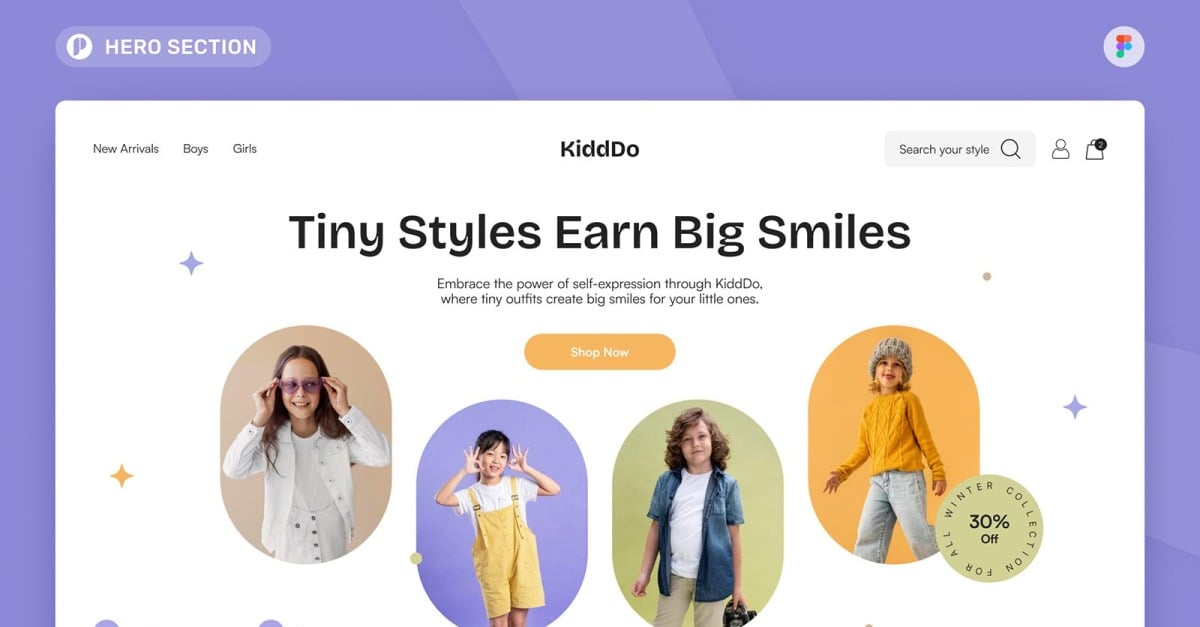 KiddDo - Kids Fashion Hero Section Figma Template