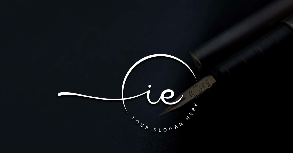 Calligraphy Studio Style IE Letter Logo Design