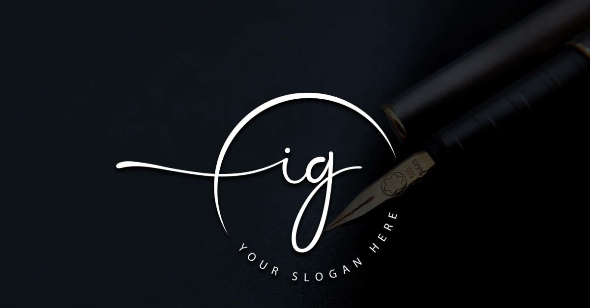 Calligraphy Studio Style IG Letter Logo Design