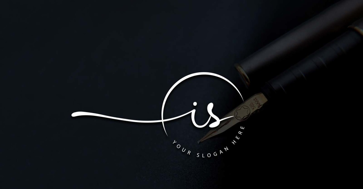 Diseño de logotipo de letra IS estilo estudio de caligrafía