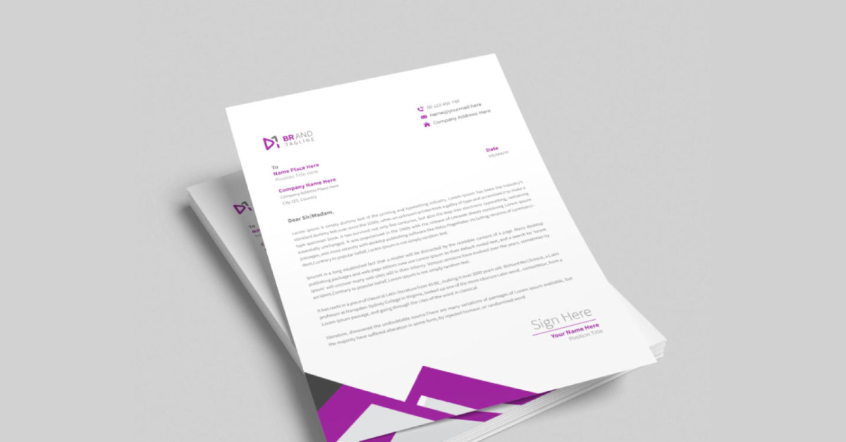 Wavy business letterhead design template - TemplateMonster