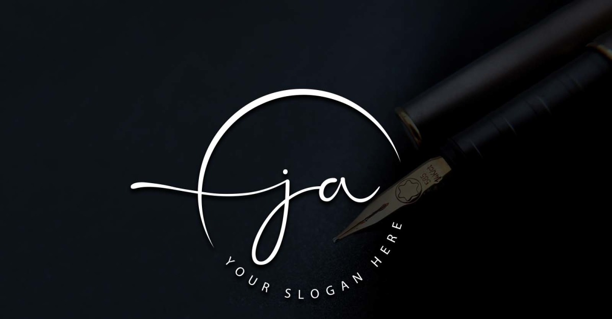 Calligraphy Studio Style JA Letter Logo Design
