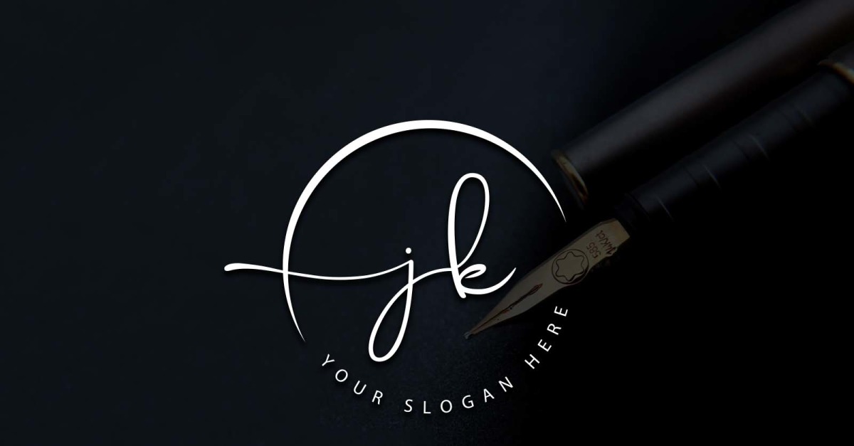 Calligraphy Studio Style JK Letter Logo Design