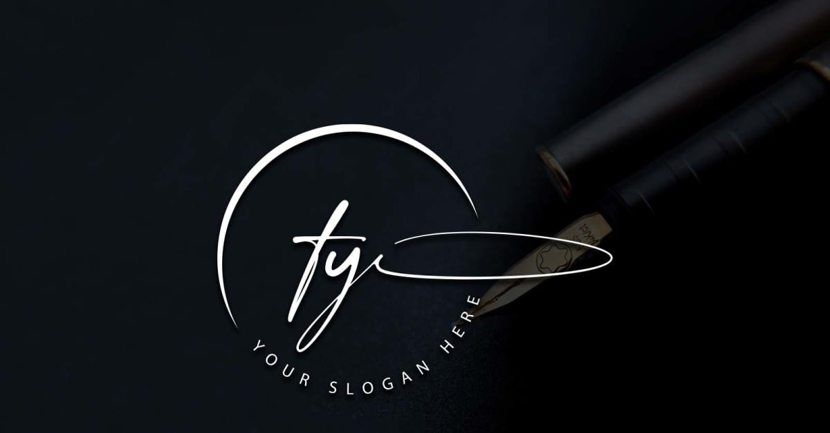 Calligraphy Studio Style TY Letter Logo Design