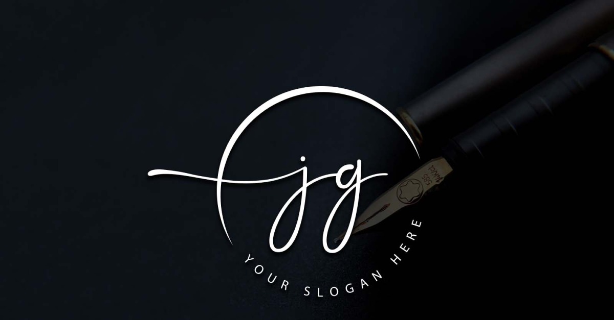 Diseño de logotipo de letra JG estilo estudio de caligrafía