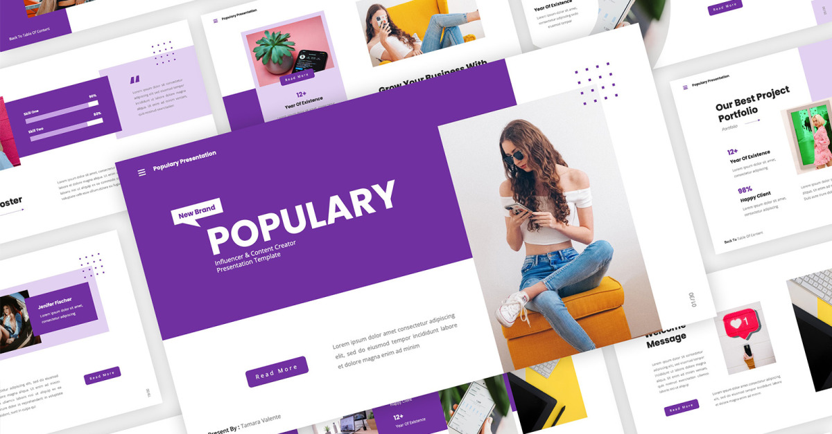 Populary - Influencer & Content Creator PowerPoint Template