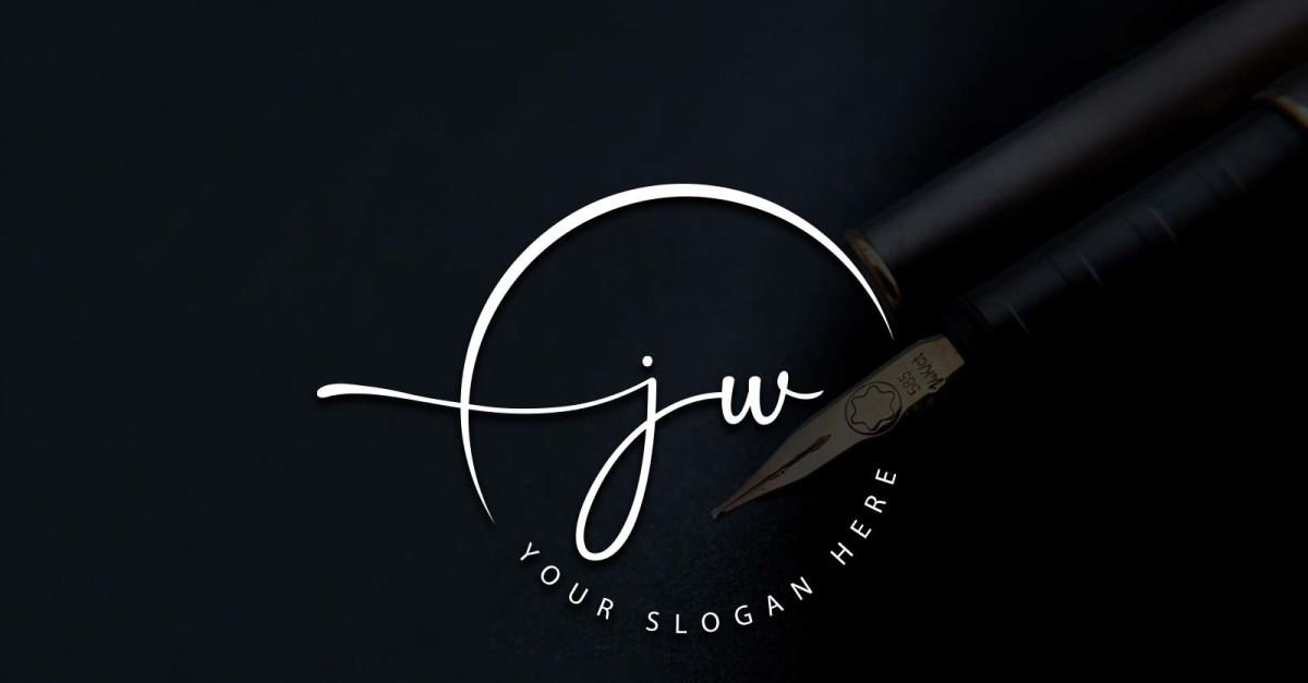 Calligraphy Studio Style JW Letter Logo Design