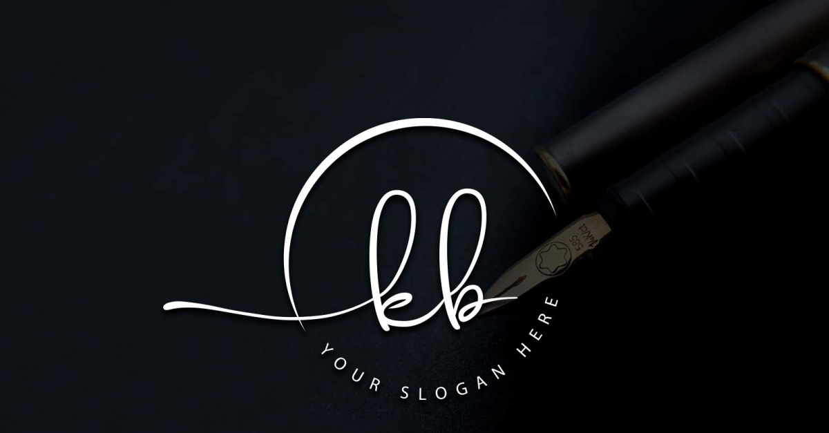 Calligraphy Studio Style KB Letter Logo Design