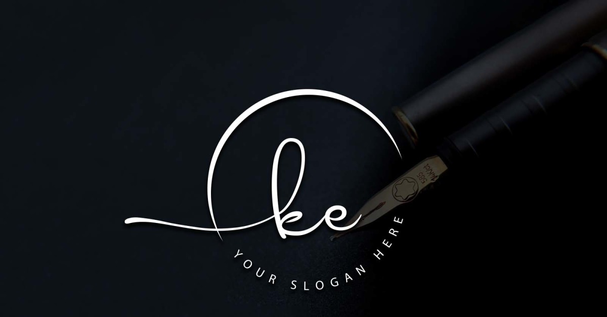 Calligraphy Studio Style KE Letter Logo Design
