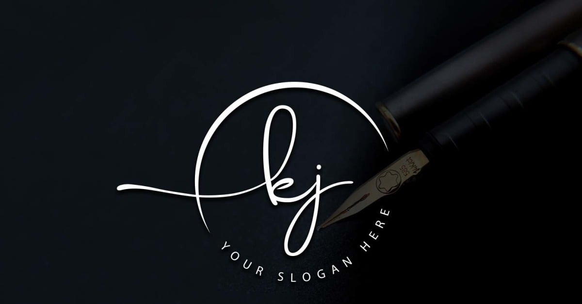 Calligraphy Studio Style KJ Letter Logo Design