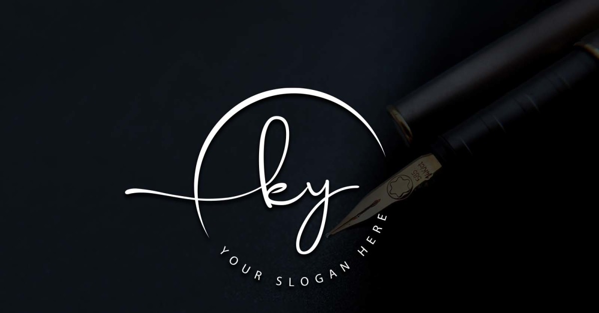 Calligraphy Studio Style KY Letter Logo Design