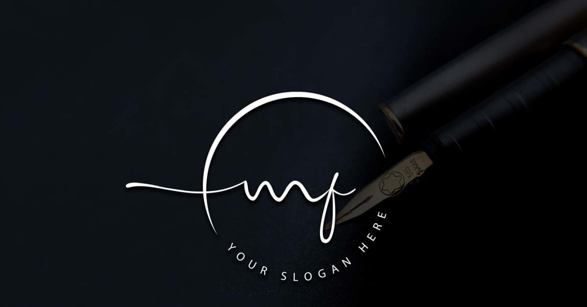 Calligraphy Studio Style MF Letter Logo Design