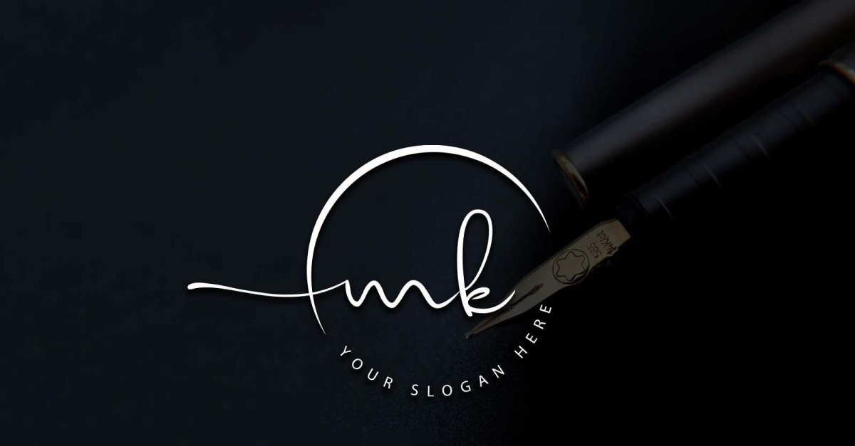 Calligraphy Studio Style MK Letter Logo Design