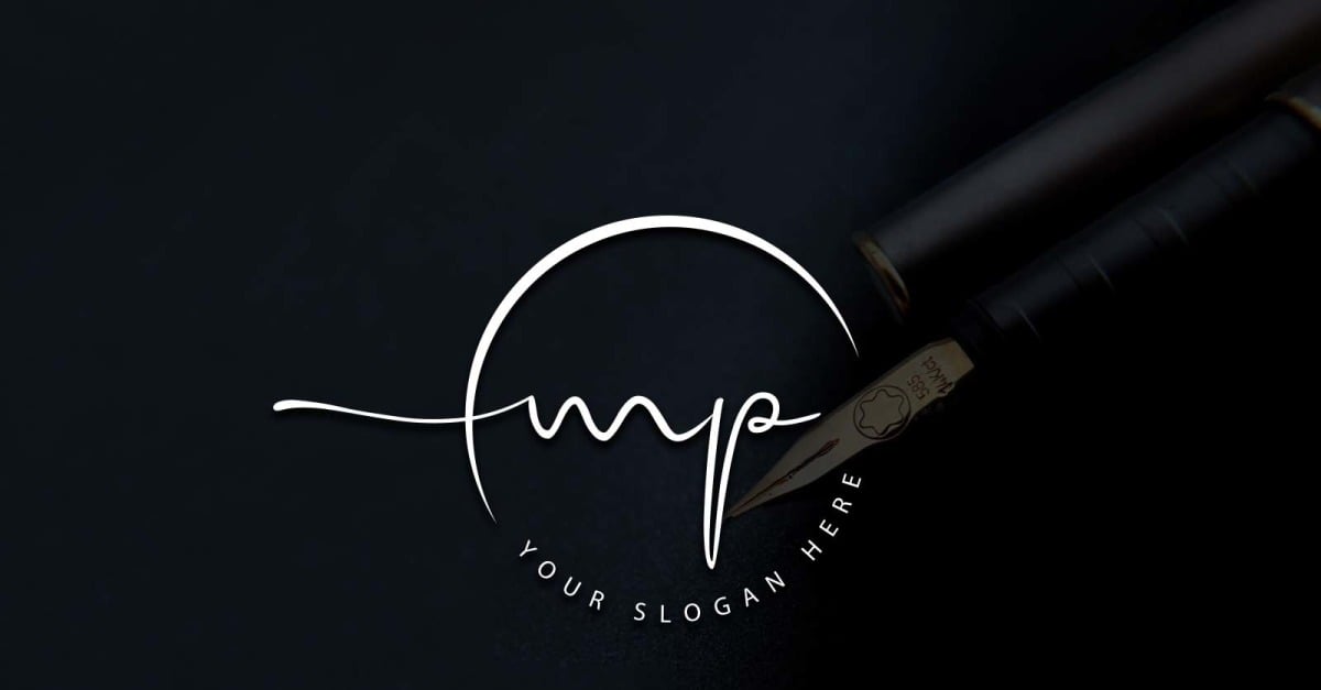 Calligraphy Studio Style MP Letter Logo Design