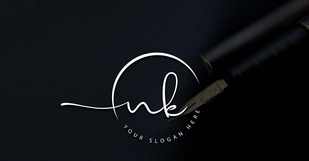 Calligraphy Studio Style NK Letter Logo Design