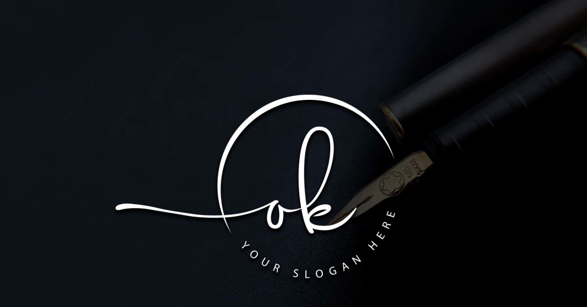 Calligraphy Studio Style OK Letter Logo Design