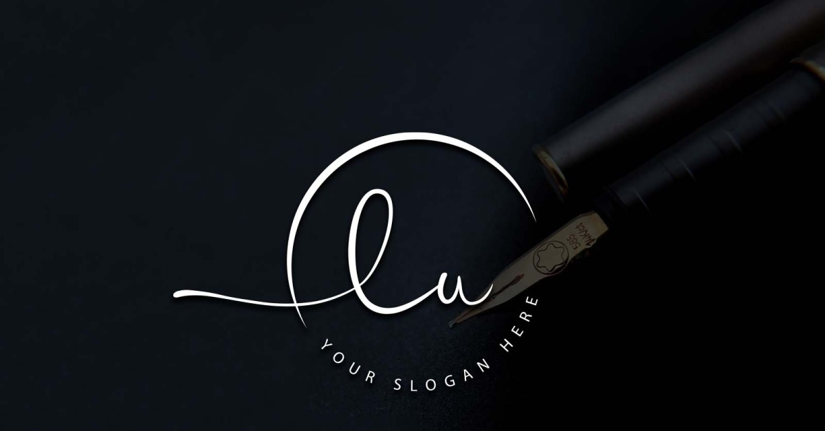 Diseño de logotipo de letra LU estilo estudio de caligrafía