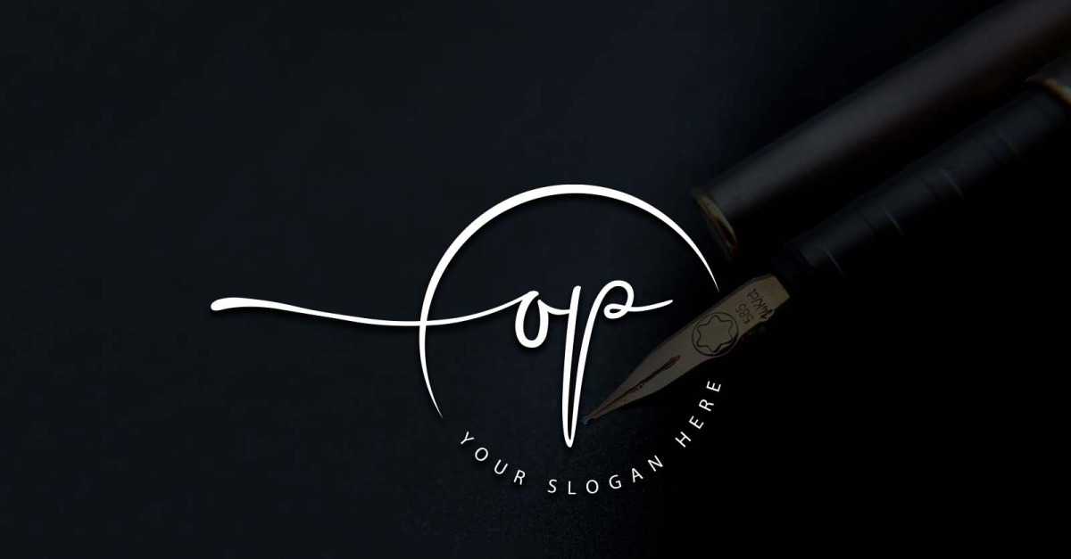 Diseño de logotipo de letra OP estilo estudio de caligrafía