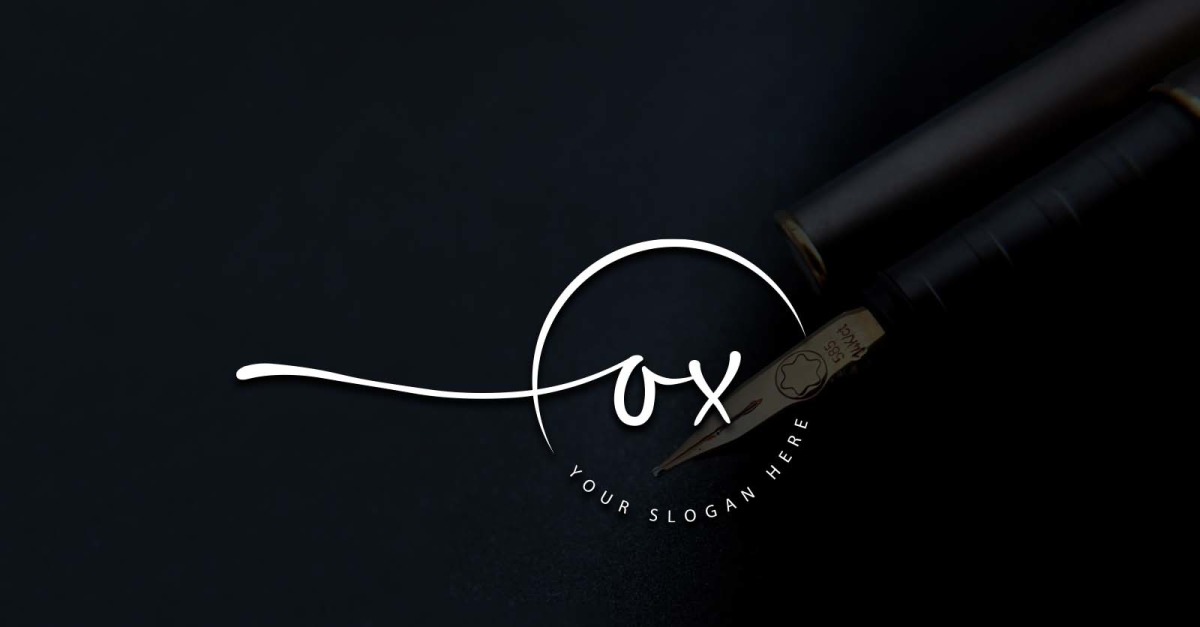 Diseño de logotipo de letra OX estilo estudio de caligrafía